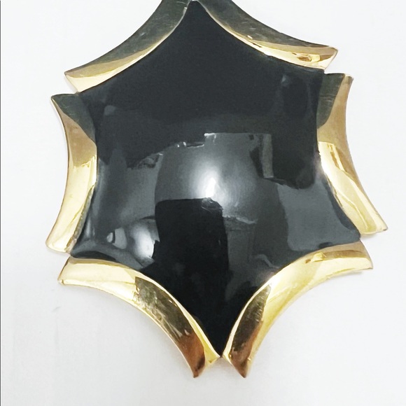 Monet | Jewelry | Vintage Monet Large Gold Plated Black Enamel ...